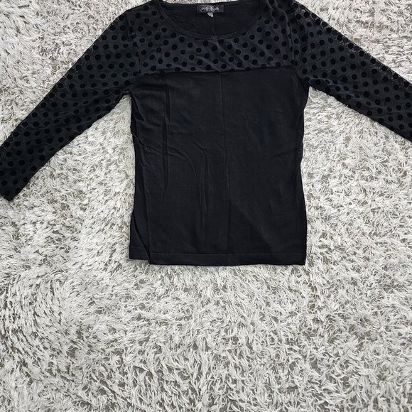 august silk | Tops | August Silk Black With Semi Sheer Polka Dots 34 ...